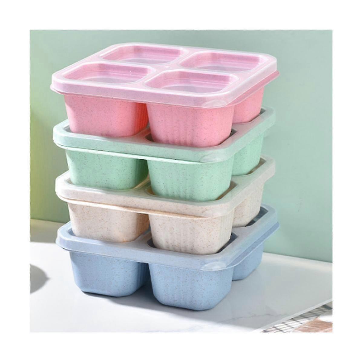 Snack Containers Reusable 4 Divided Compartments Bento Snack Box Meal ...