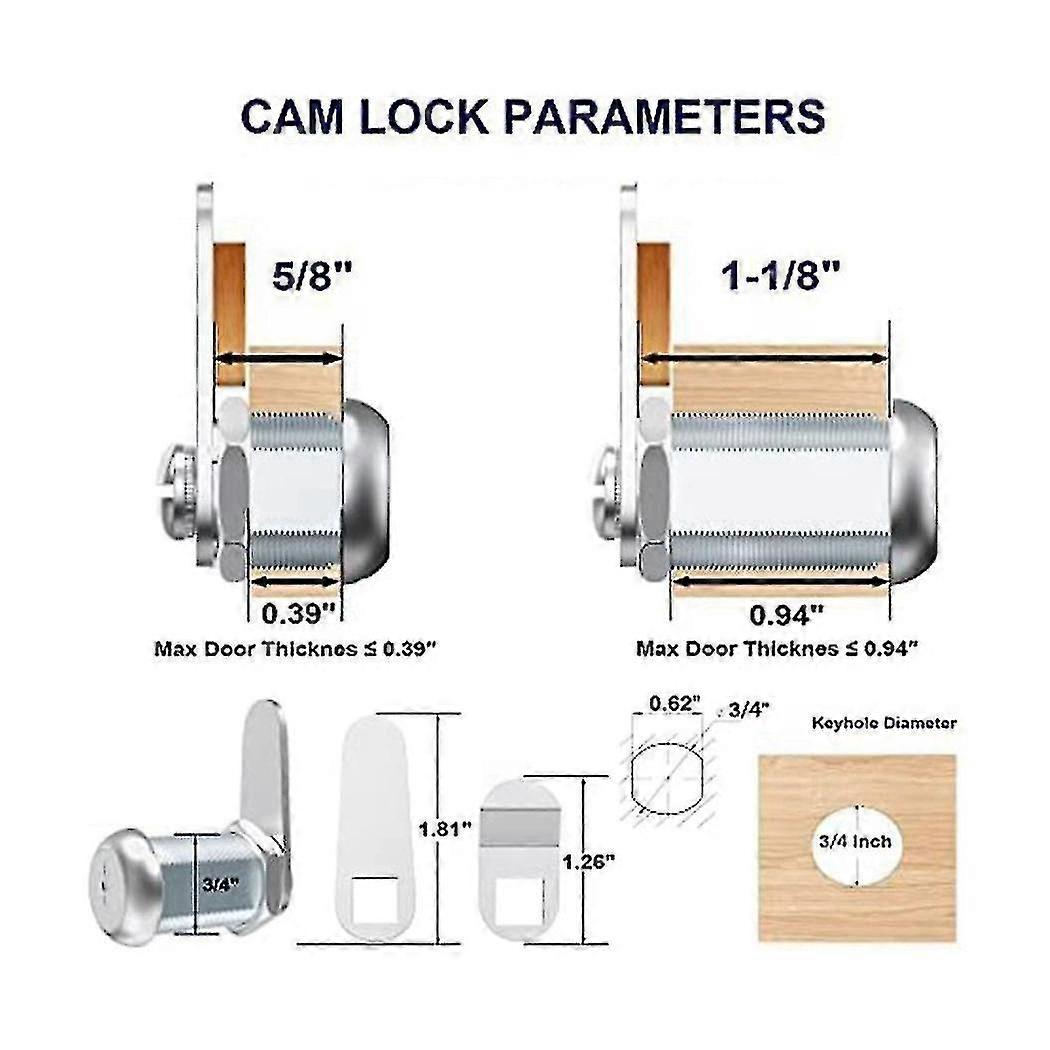 6 Pcs Mailbox Lock, 5/8inch Cabinet Locks And Cam Locks For Toolbox ...