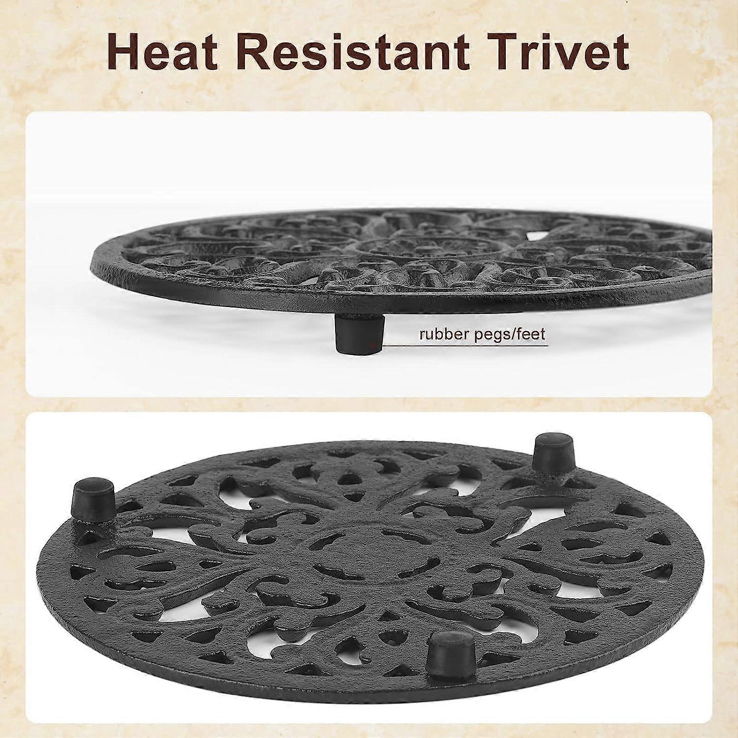 Cast Iron Trivet for Kitchen Table Hot Pots, Heat Resistant Metal ...