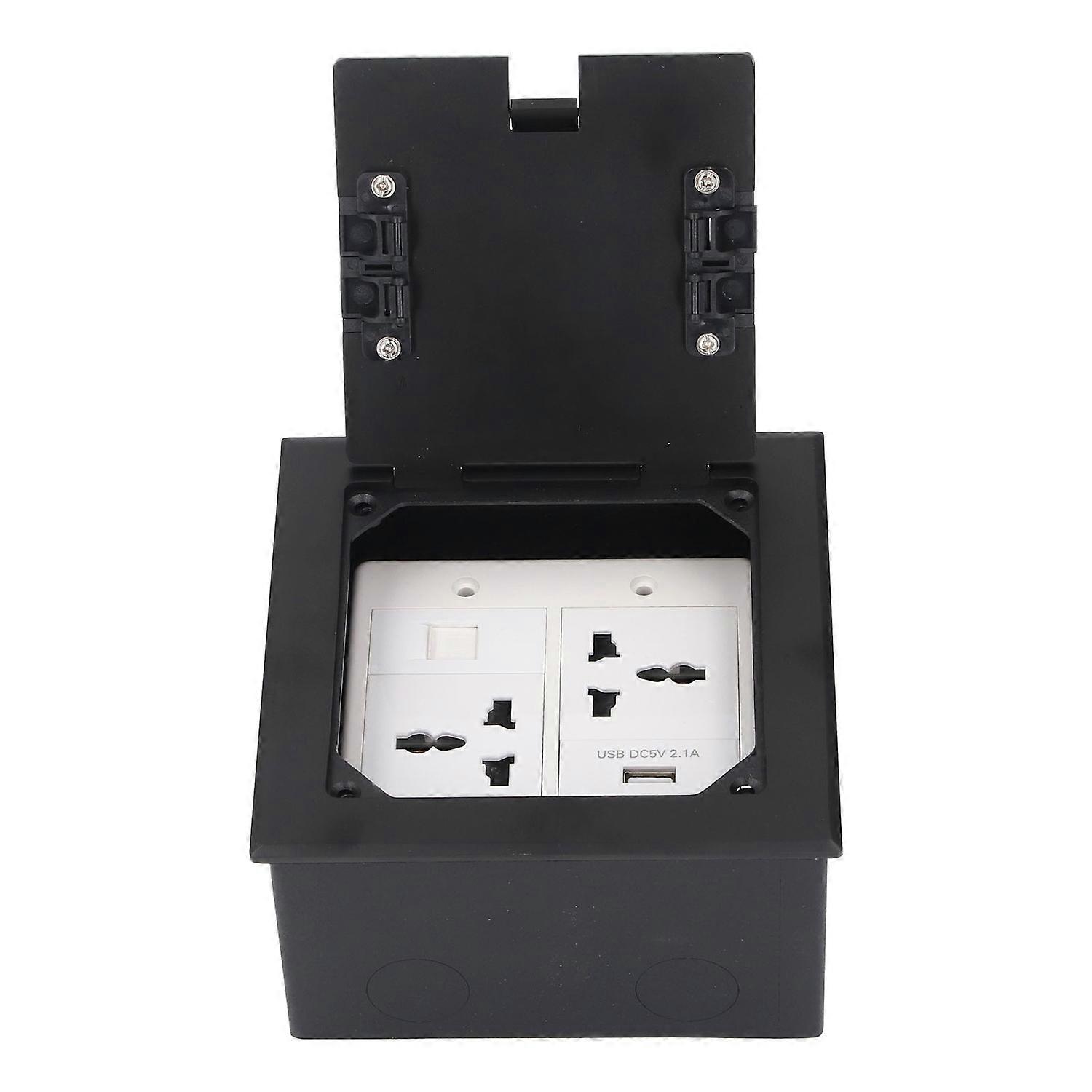 Floor Power Socket Box Stainless Steel 16A 3 Prong Hole USB Computer ...