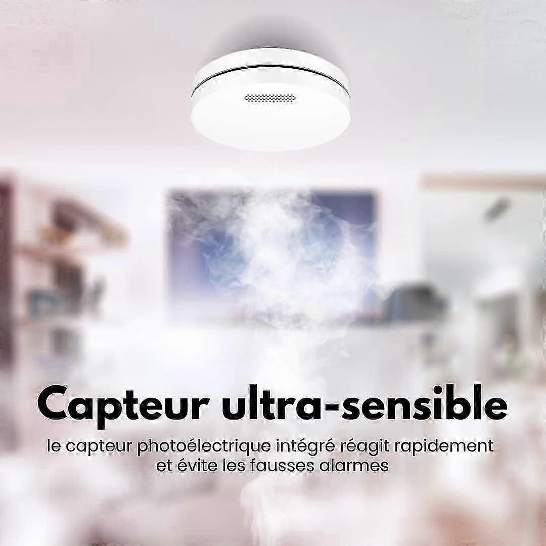 Connected Smoke Detector - 10 Year Battery - WiFi Fire Alarm with Smart ...