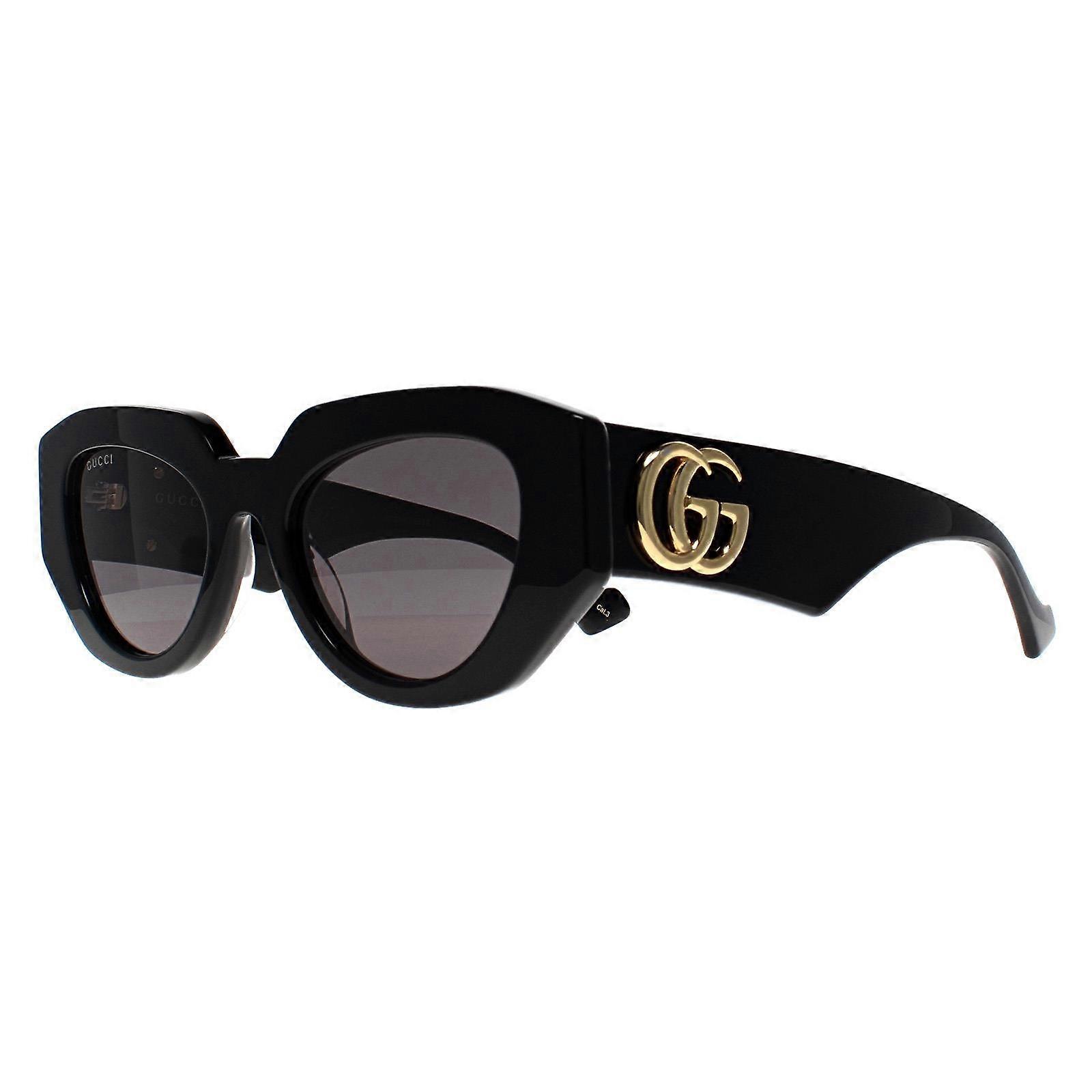 Gucci Sunglasses GG1421S 001 Shiny Black Grey | Fruugo AU