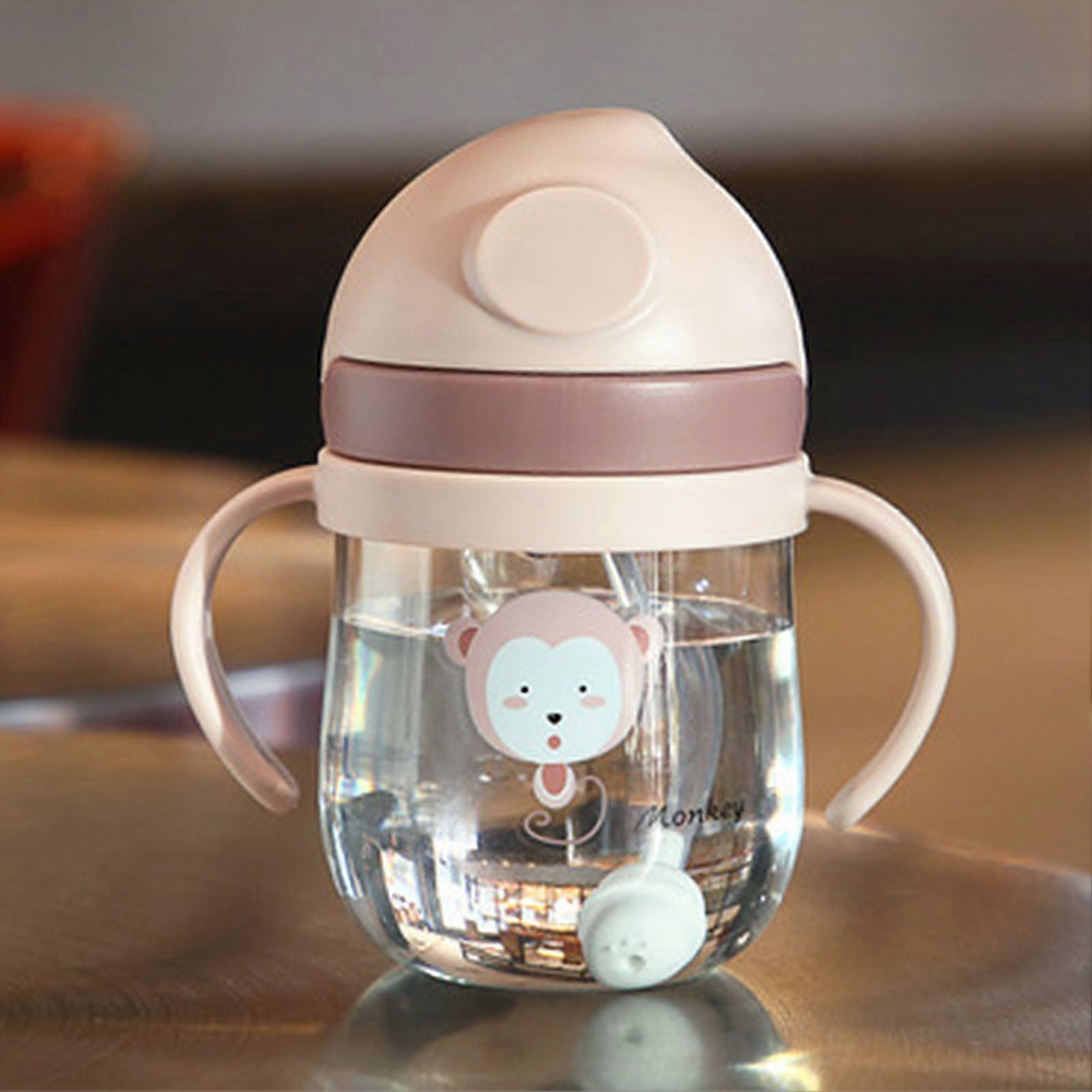 Baby Straw Drinking Cup with Handle No Leakage Safe Clear Scale Toddler Infant Water Training ...