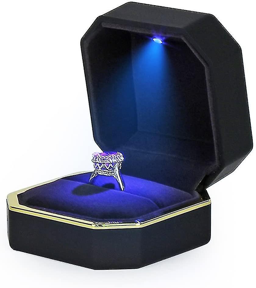 Luxury Ring Box, Square Velvet Wedding Ring Case Jewelry Gift Box With ...