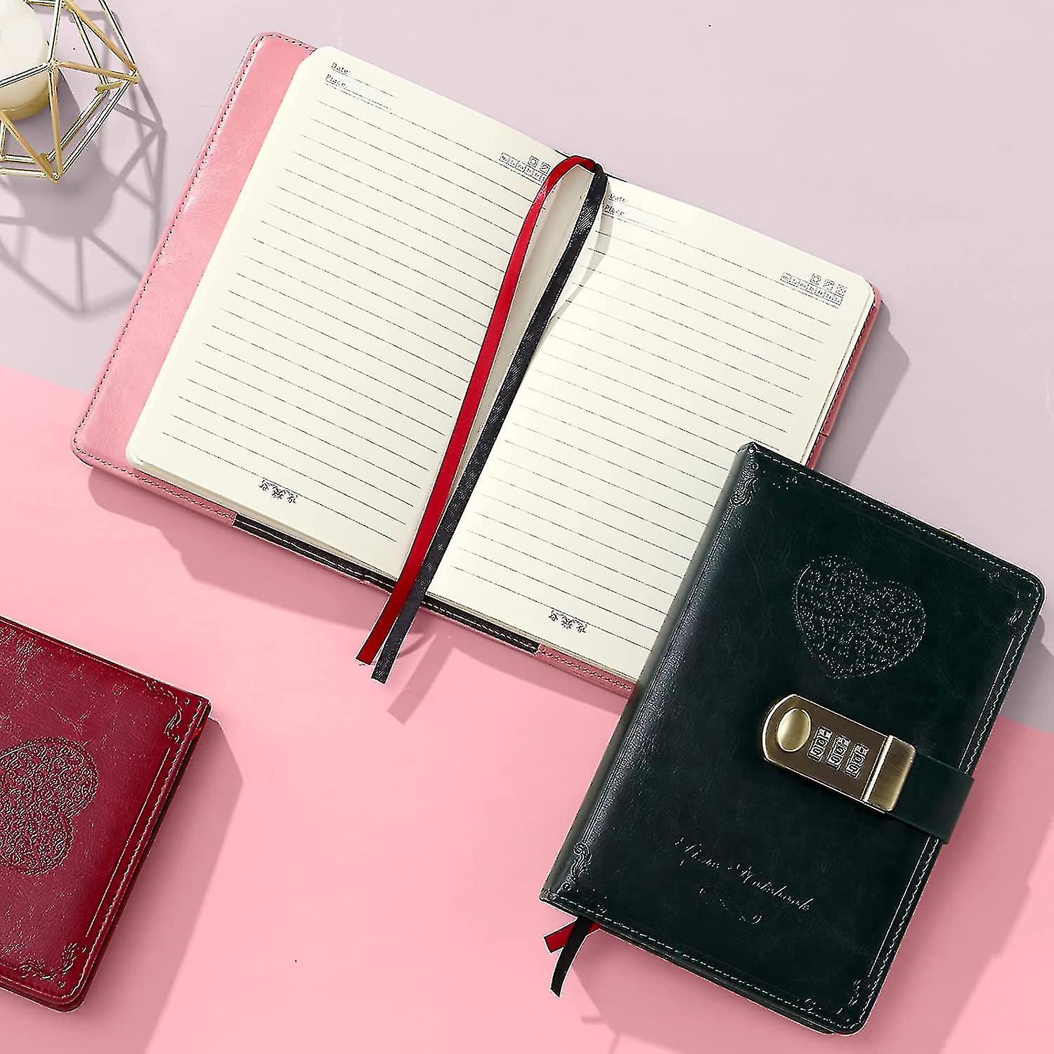 Diary With Lock For Girls - Leather Password Locking Journal Cute ...