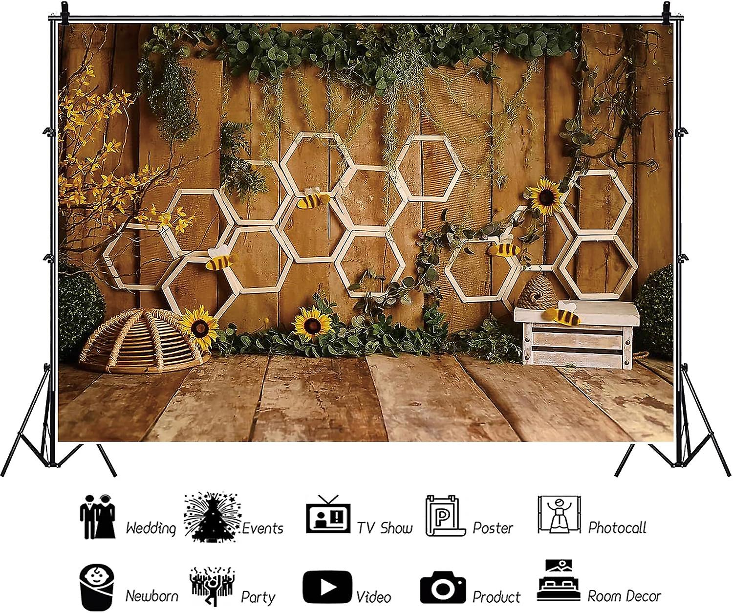 7x5ft Honeycomb Backdrop For Photoshoot Kids Baby Portrait Green Leaves ...