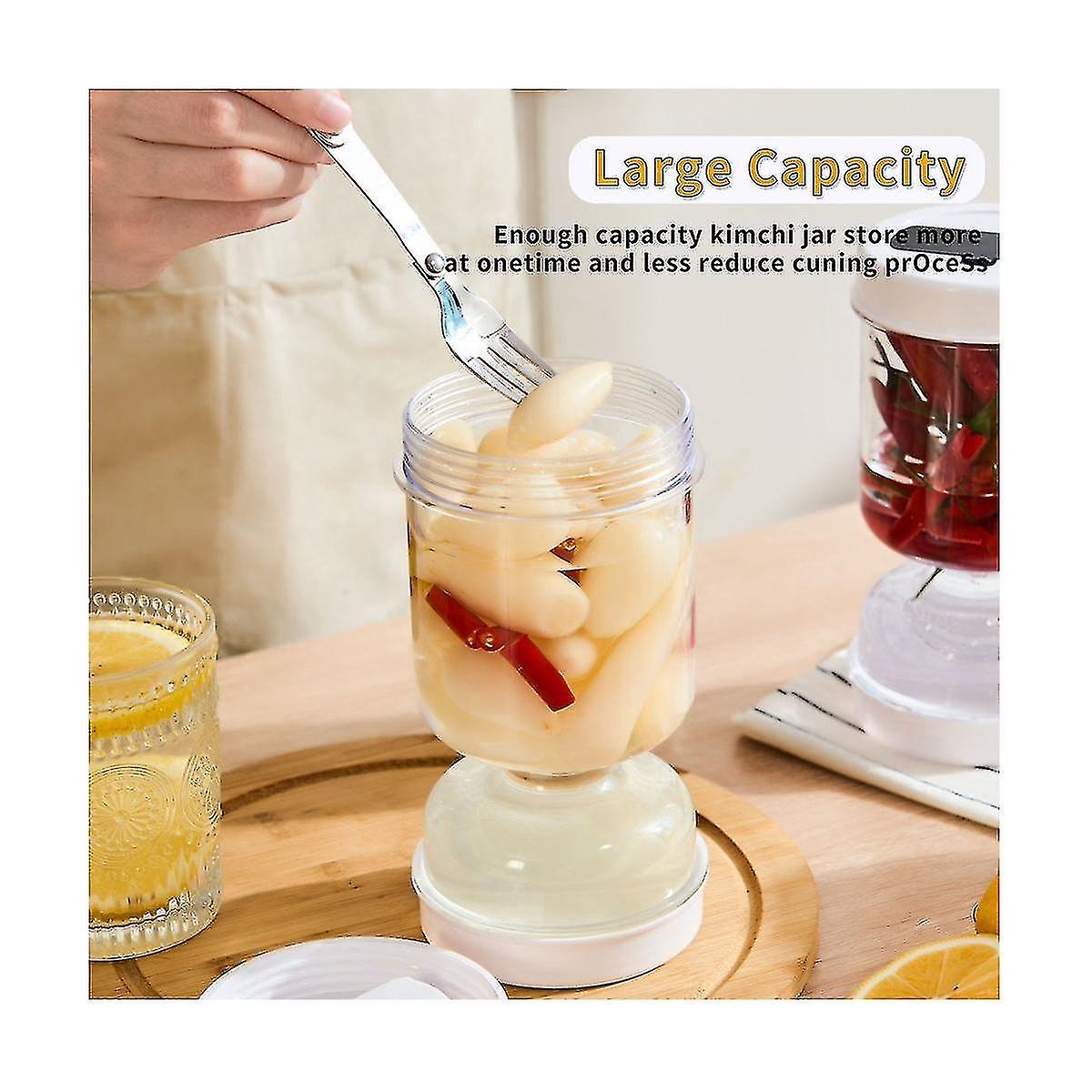 Pickle Container Jar Easy Separation Leak-proof Lid Canned Pears Olive ...