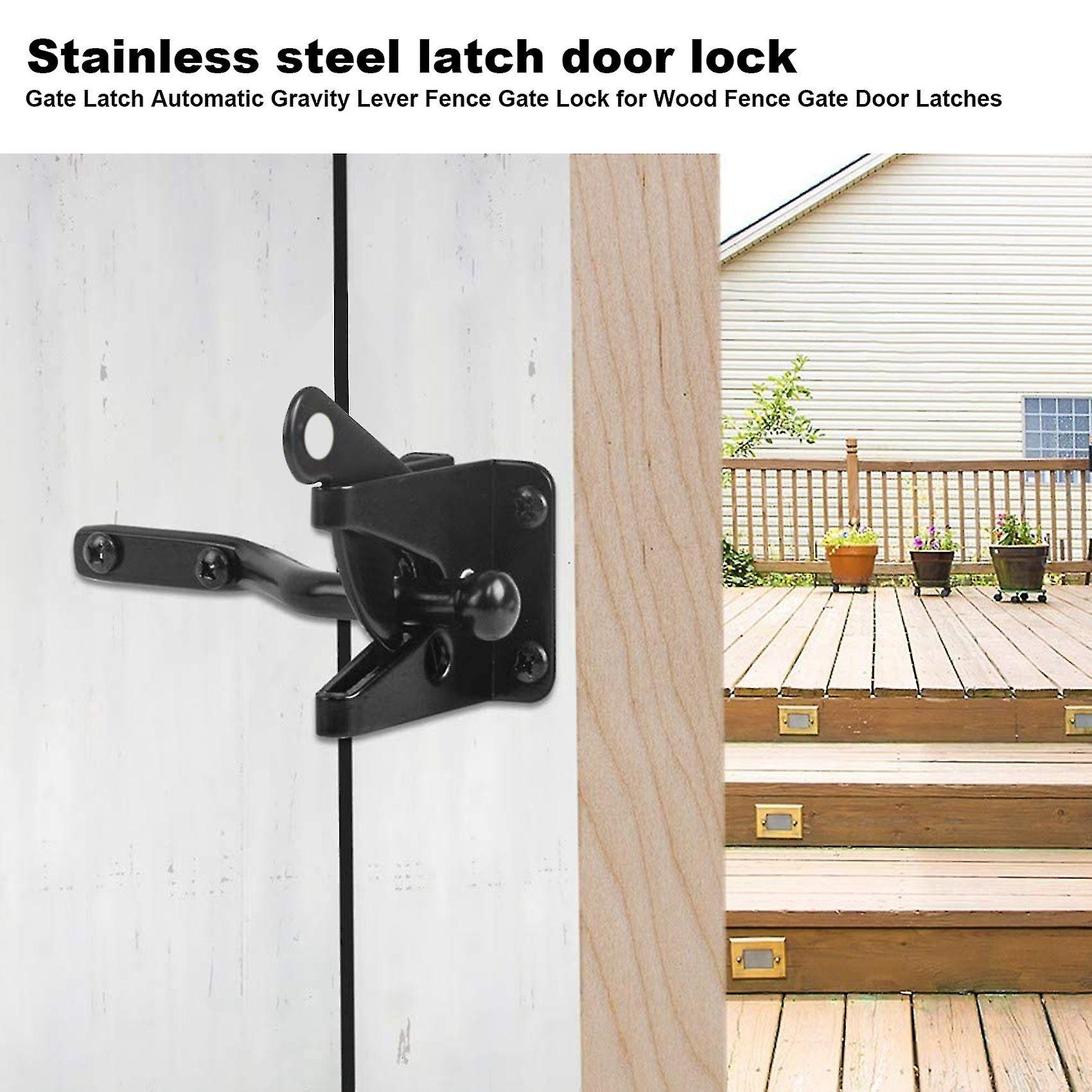 2pcs Self Locking Gate Latch Automatic Gravity Lever Fence Gate Lock ...