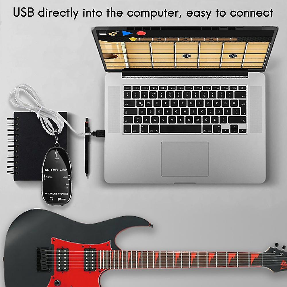 USB Guitar Cable Guitar to USB Interface Cable Link Audio for PC ...