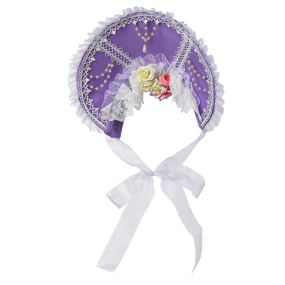 Handmade Lolita Bonnet Victorian Vintage Lace Trim Rose Bb Hat Cosplay ...