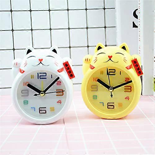 Children's Waving Cat Table Clock Alarm Clock Silent No Tick Alarm ...