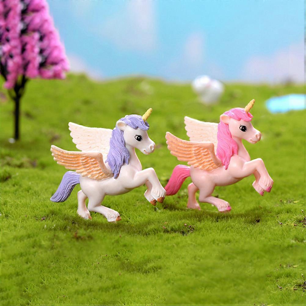 6pcs Mini Unicorn Ornaments Miniature Animals Figurines Garden Unicorn ...