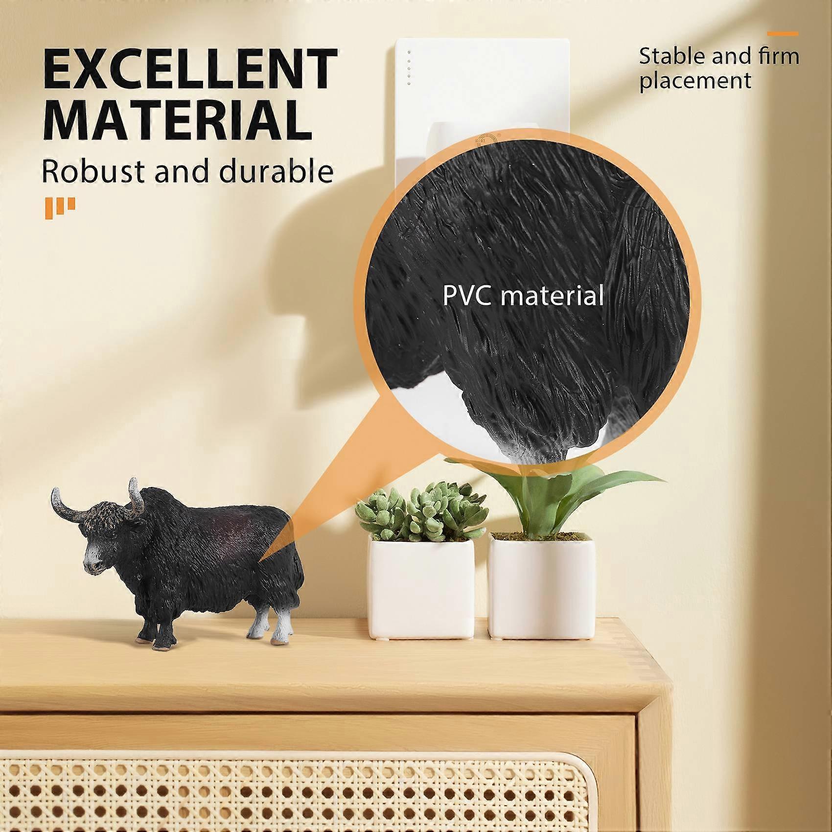14.5X3.5X8.5cm Classic Black Animals Cattle Bull Ox Figurine Pvc Cute ...