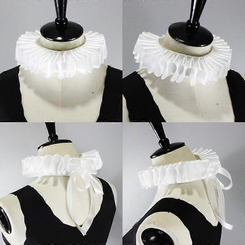 Women Romantic Ribbon Bow Ruffled Fake Collar Victorian Renaissance ...