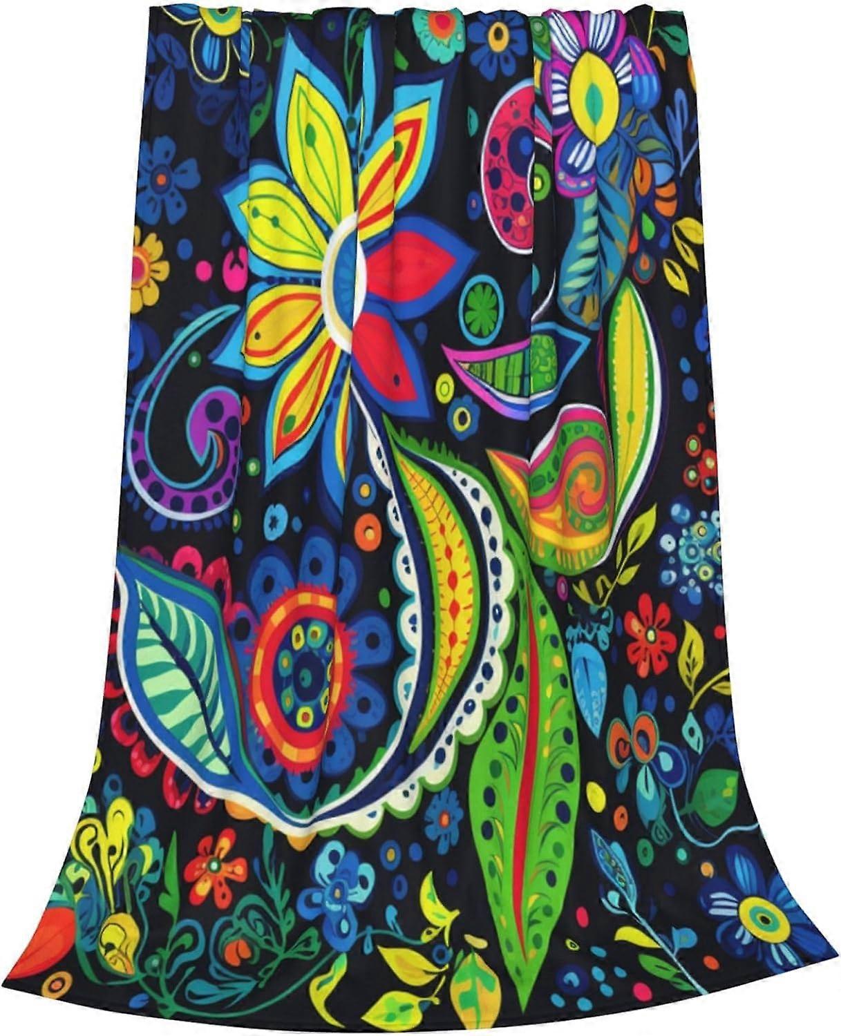 WSYKC Indian Pattern Pattern Throw Blankets Flannel Blanket Soft Throw ...