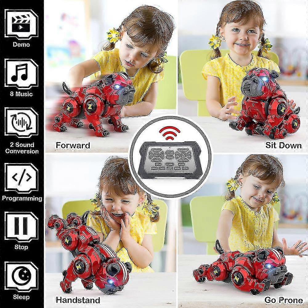 Robot Dog For Kids Remote Control Robot Rechargeable Programing Stunt ...