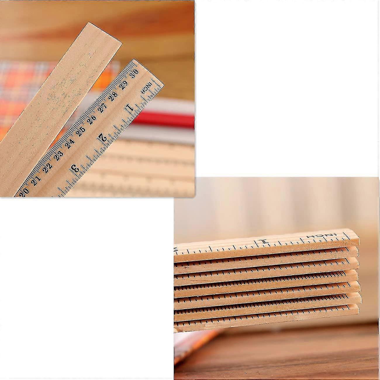 25 Pack Wooden Ruler 12 Inch Rulers Bulk Wood Measuring Ruler Office ...