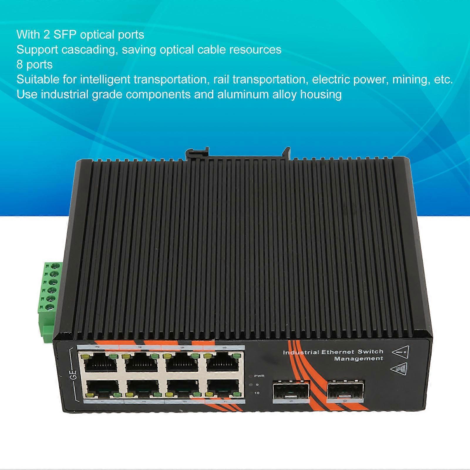 8 Ports Gigabit Ethernet Switch DIN Rail Wall Mount RJ45 10 100 1000Mbps Unmanaged DIN Rail ...
