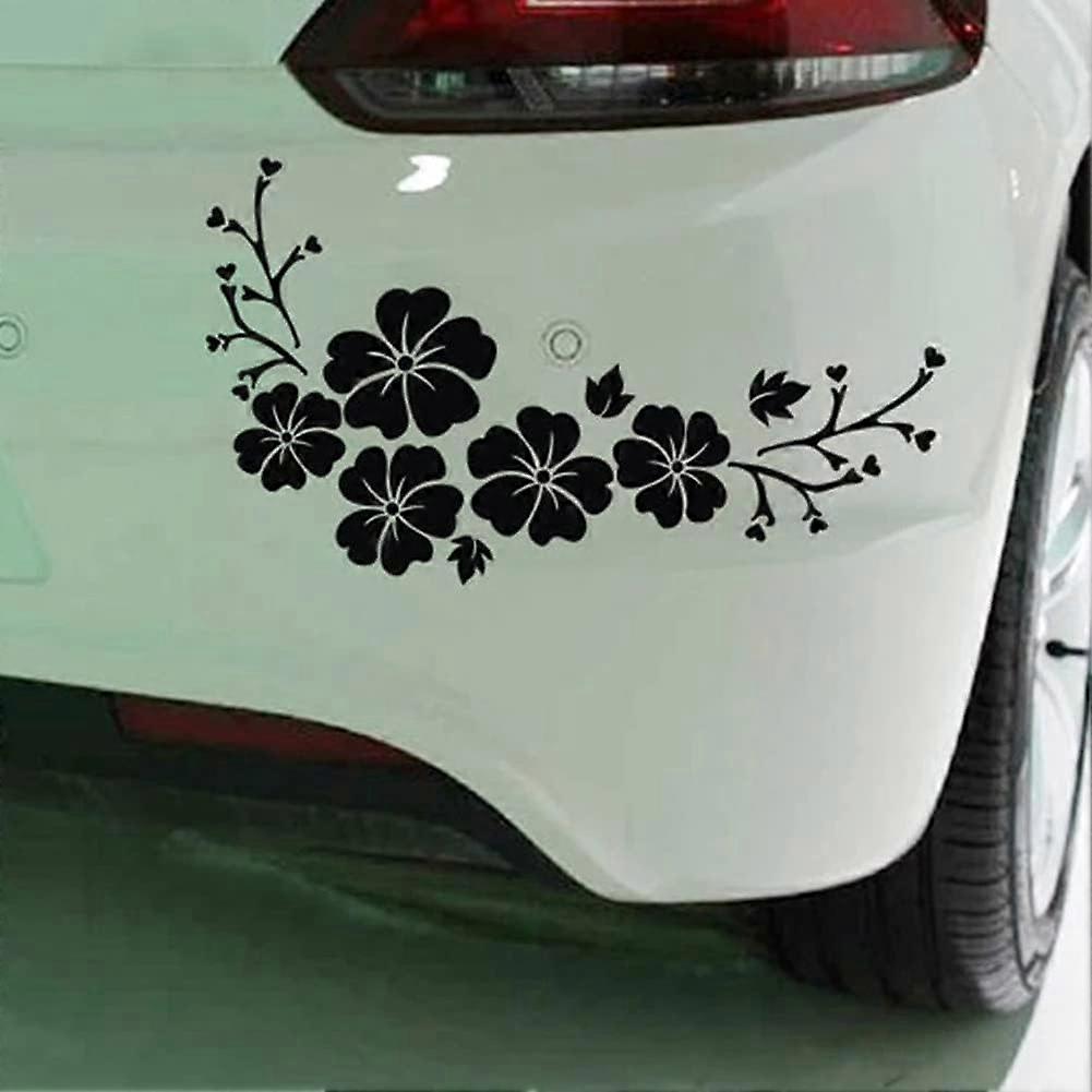 Black 2 Pcs Flower Car StickersCreative PVC Car Sticker Car Sticker ...