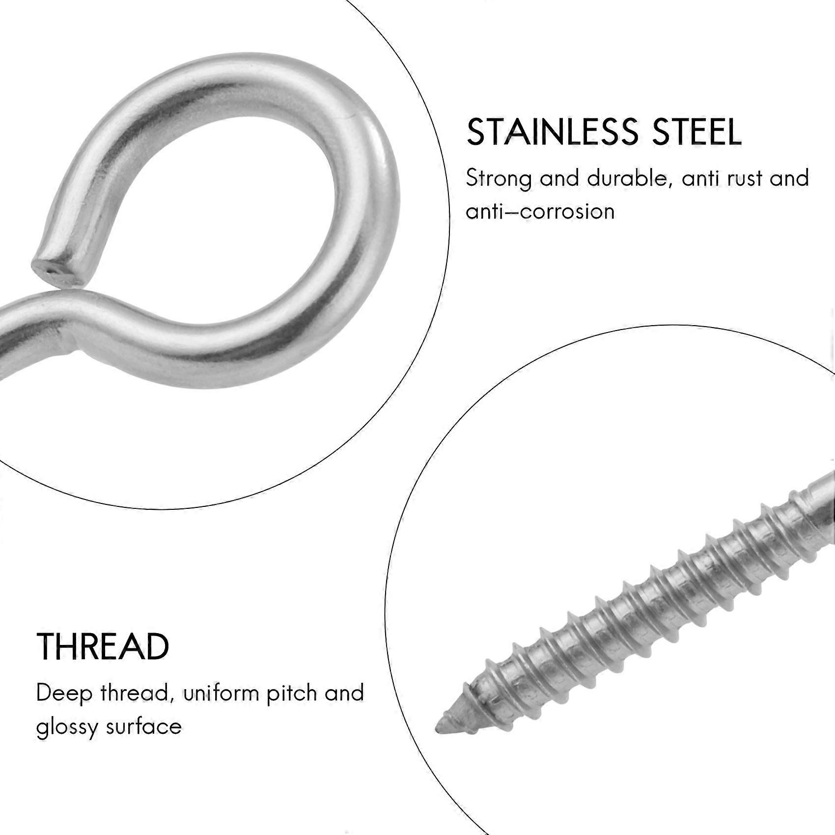 10 Pack Stainless Steel Eye Shape Screws Metal Hook Wood Terminal Ring ...