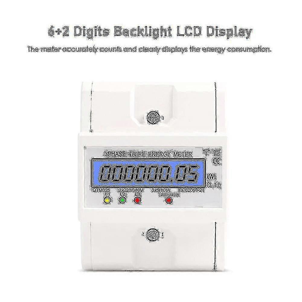 3 Phase 4 Wire Meter 220/380v 5-80a Consumption Kwh Meter Din Rail ...