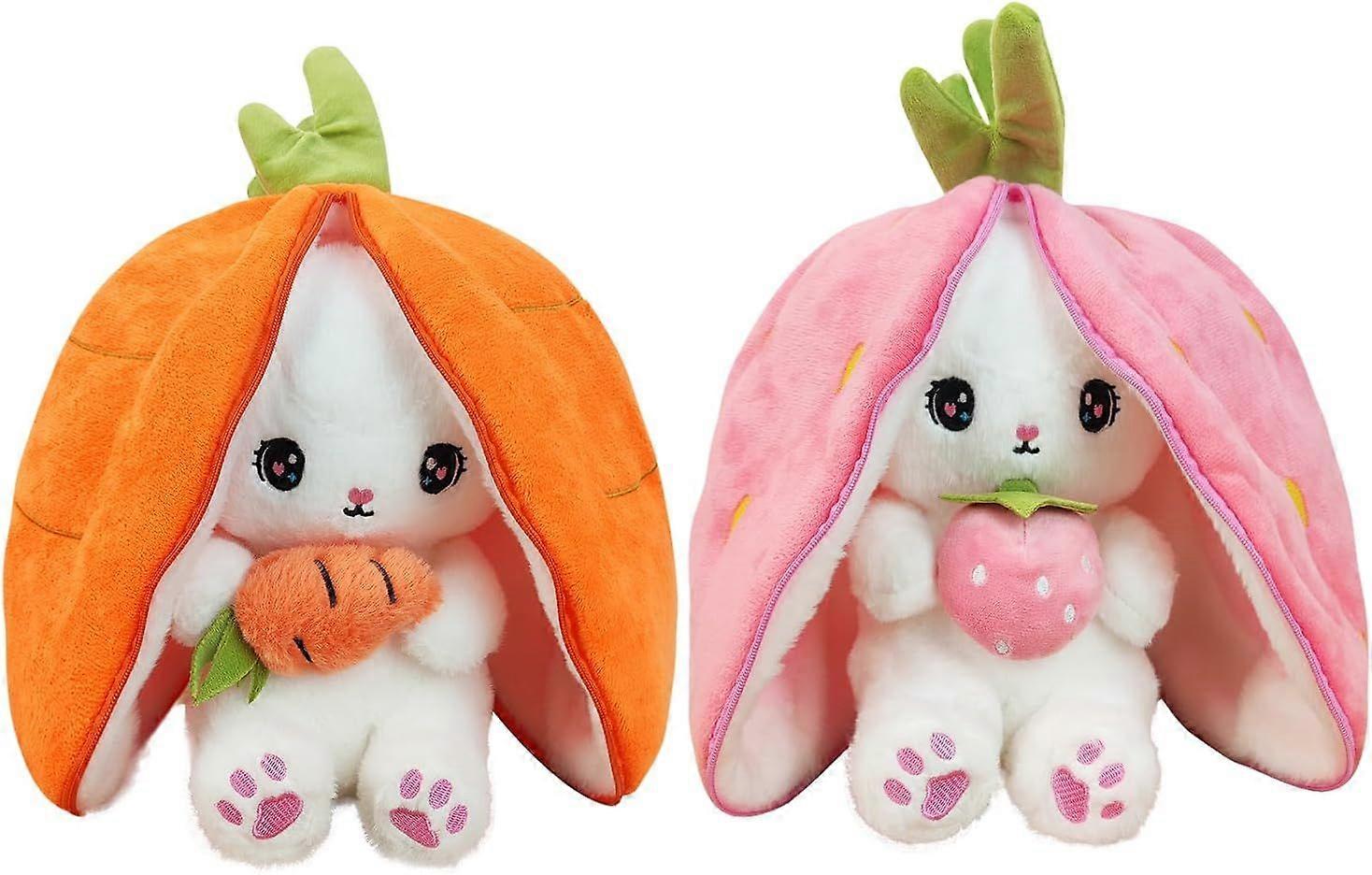 Bunny Stuffed Animal Reversible Cuddle Bunny Stuffed,Strawberry Bunny ...