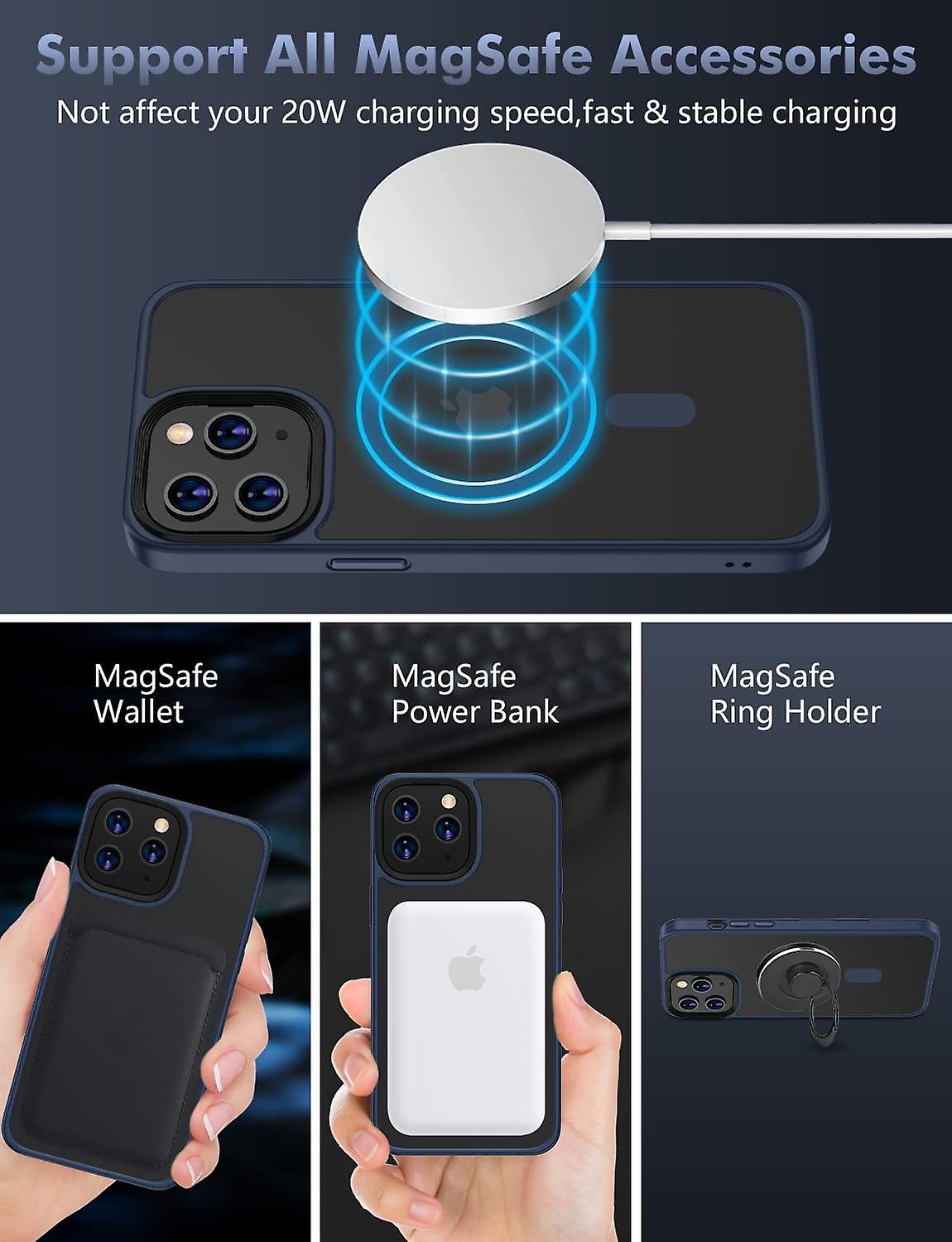 Fong magnetisk etui til iphone 13 Pro Max-etui [mil-grade drop testet ...