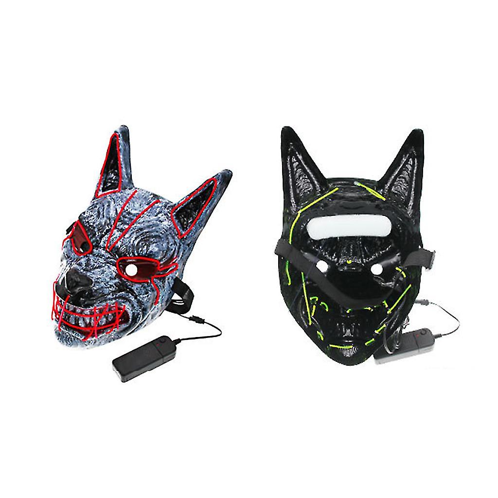 Led Dog Mask Led Wolf Mask Halloween Scary Cosplay Realistic Masks For ...