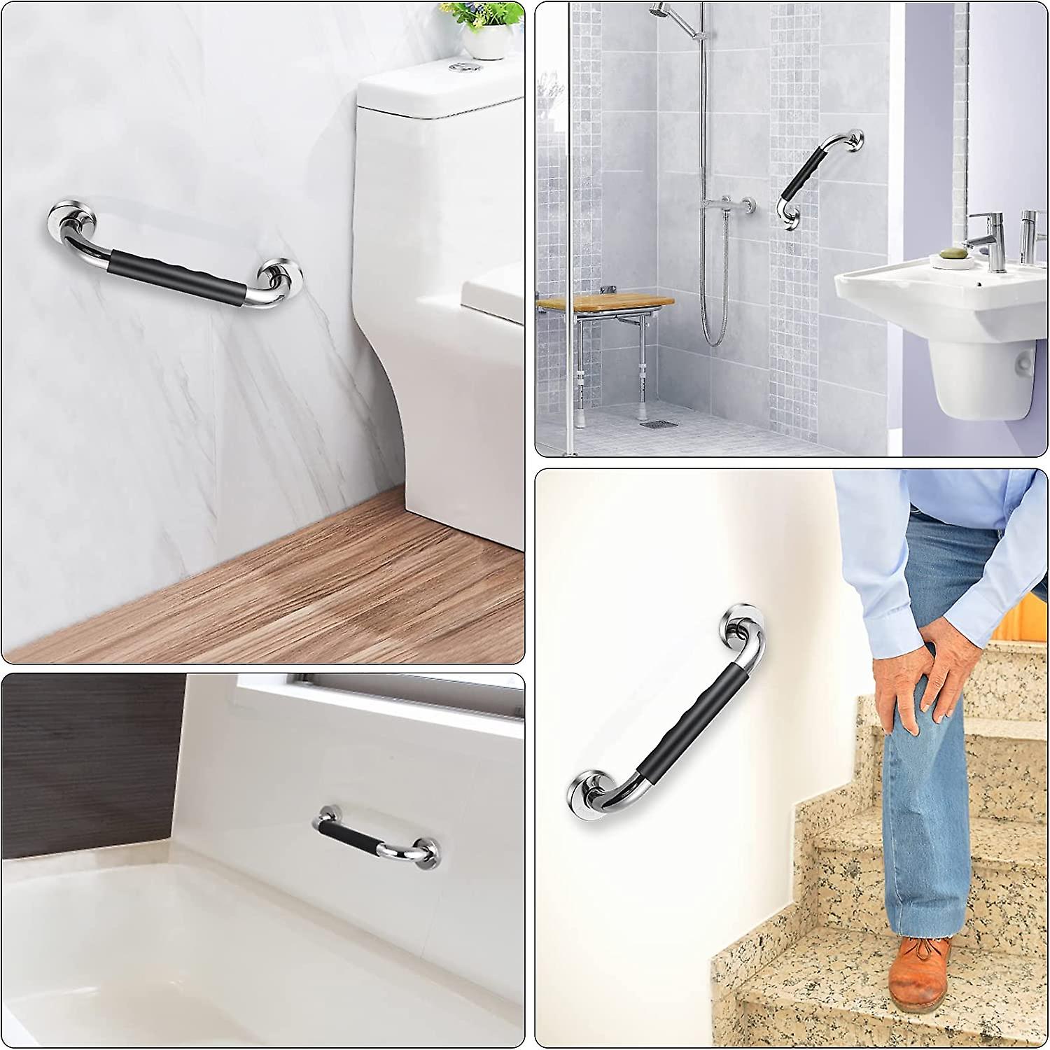 2 Pieces Bathtub Handle, 30cm Non-slip Bathroom Grab Bar, Wall Mounted ...