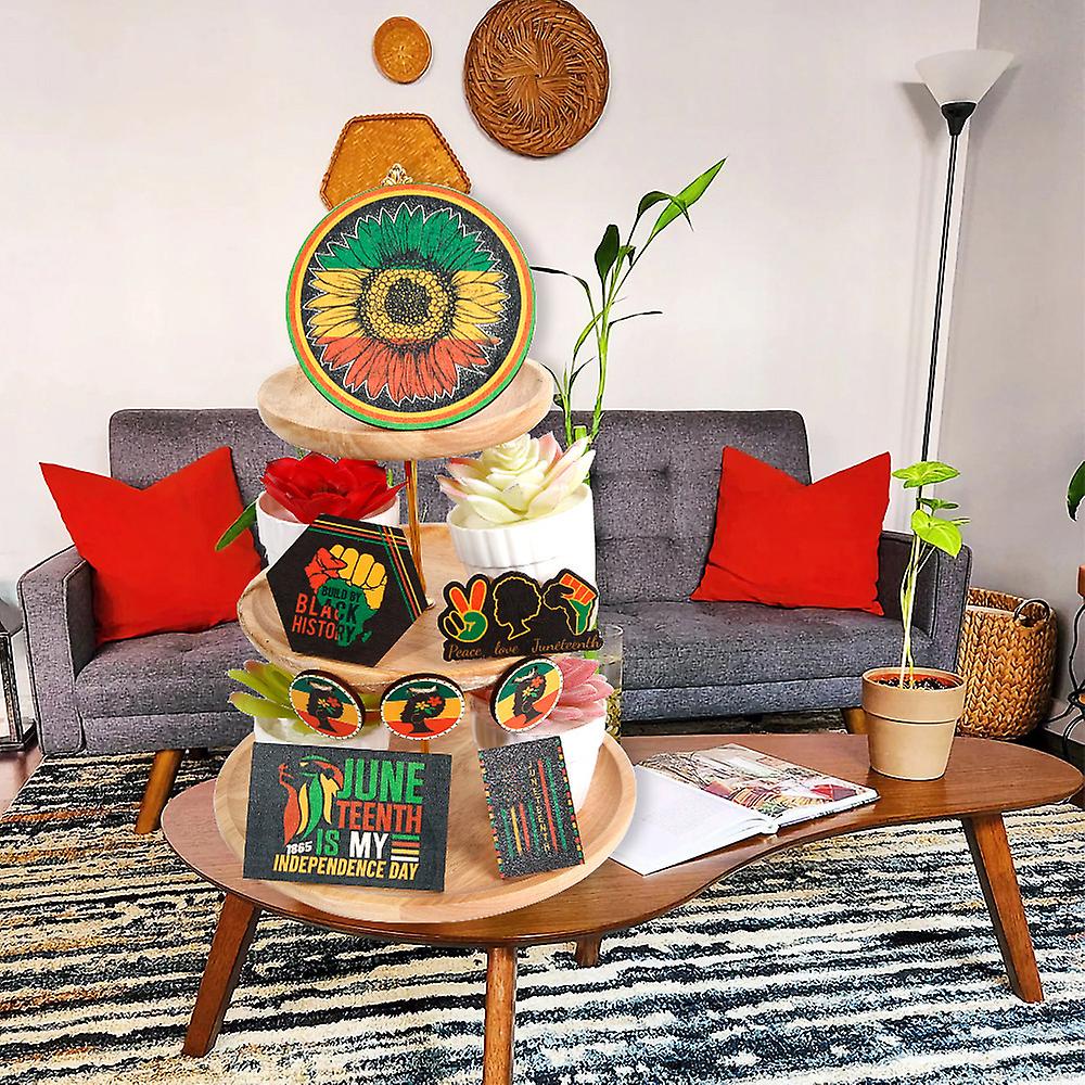 Juneteenth Tiered Tray Decor Set Happy Juneteenth Wooden Crafts Hanging ...