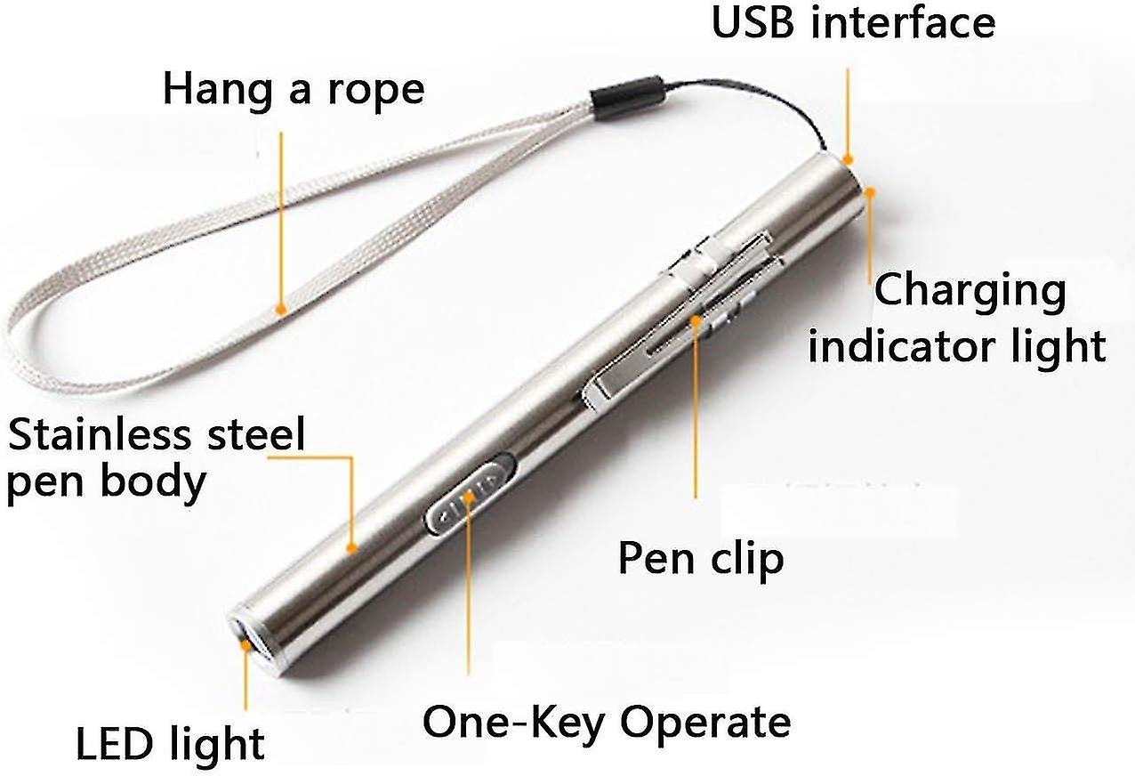 3 Pack Usb Pen Light Led Torch For Nurses,stainless Steel Medical ...