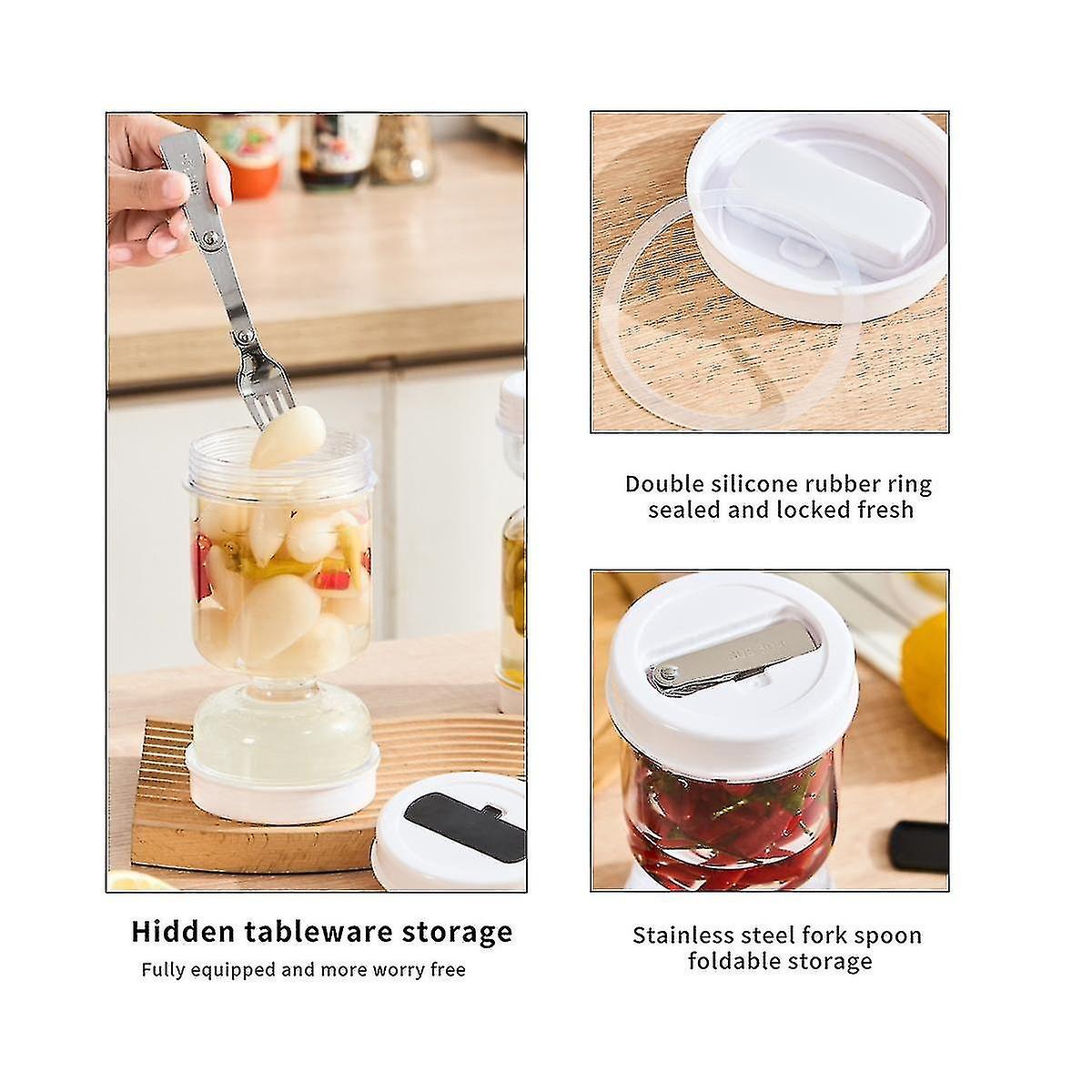 Pickle Container Jar Easy Separation Leak-proof Lid Canned Pears Olive ...