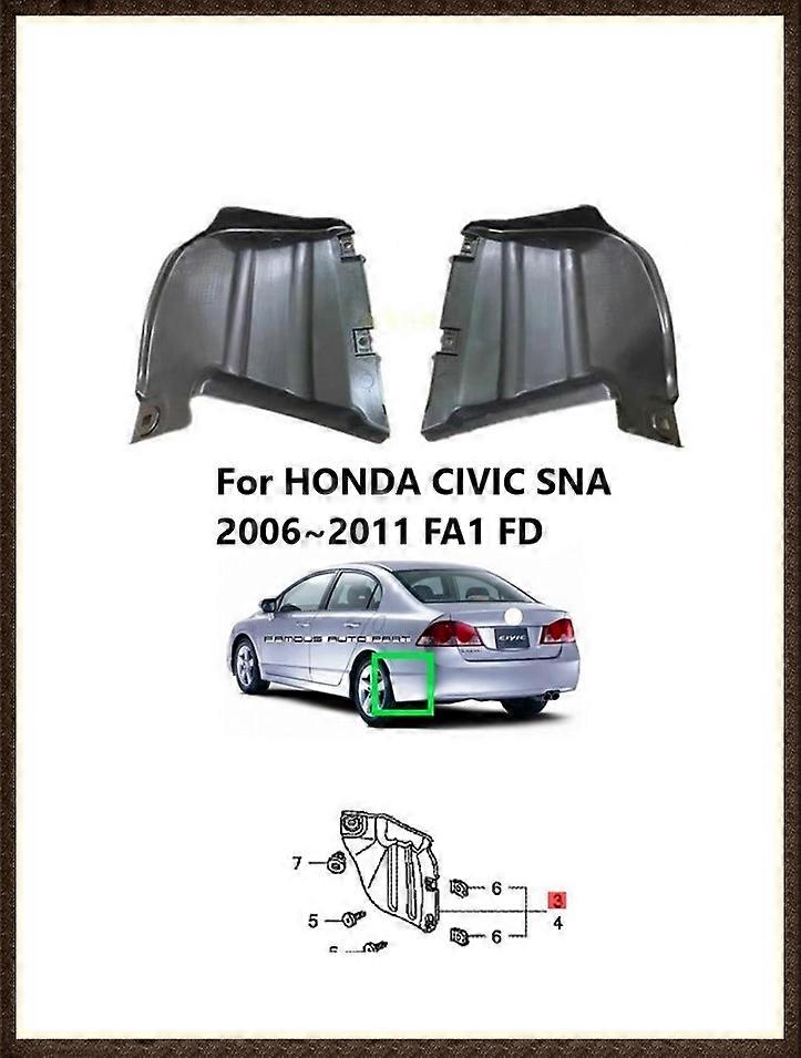 Rear Fender Liner For HONDA CIVIC SNA 2006 2007 2008 2009 2010 2011 FA1 ...