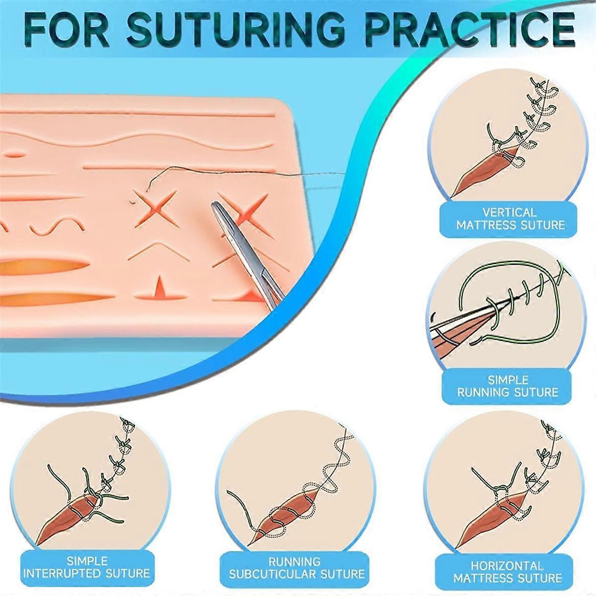 Medical Student - Silicone Suture Pads 17 Pre-Cut WoundSuture Tools ...