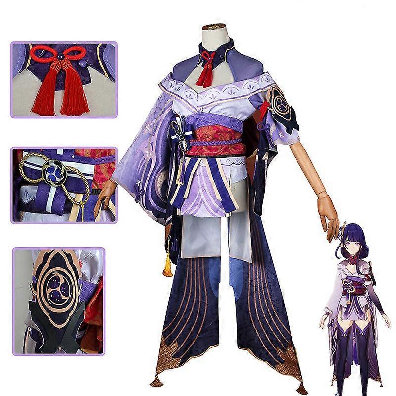 Raiden Shogun Cosplay Game Genshin Impact Costume Wig Women Kimono ...
