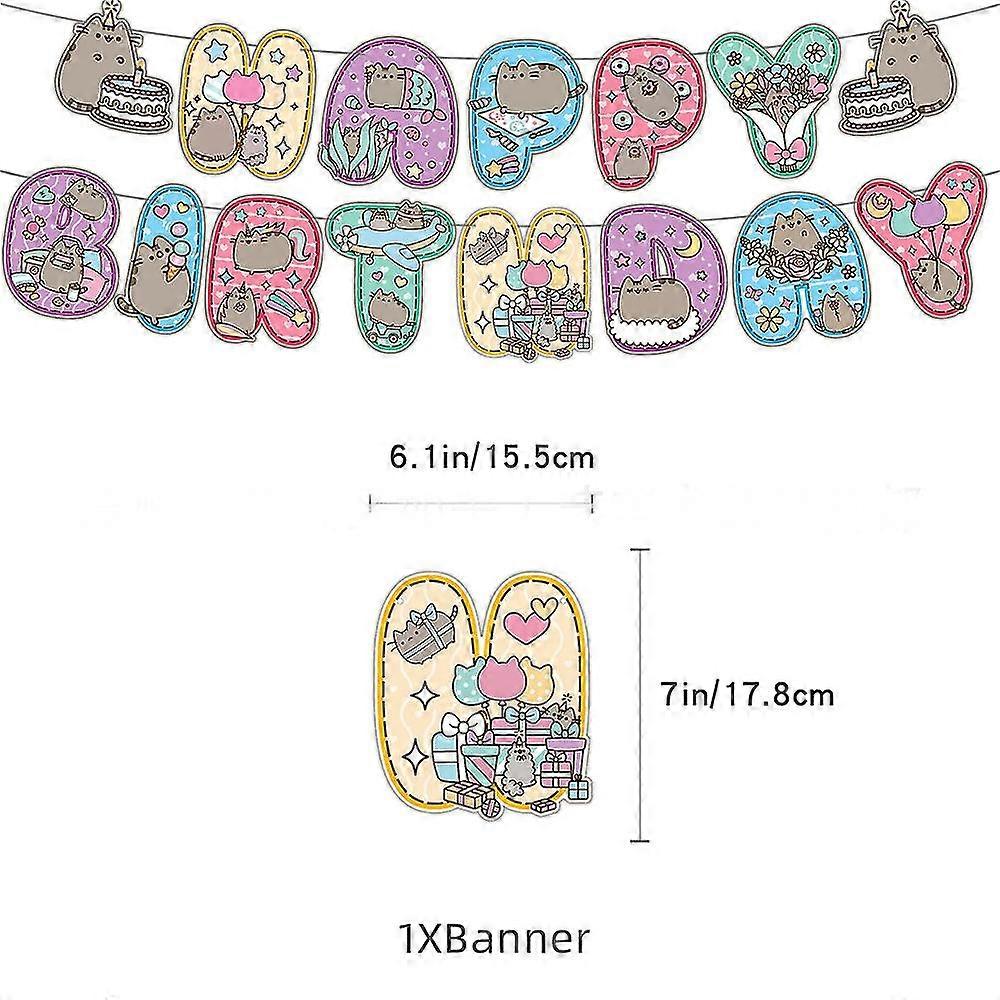 Pusheen Cute Cartoon Kids Birthday Party Decorations Set Balloons ...
