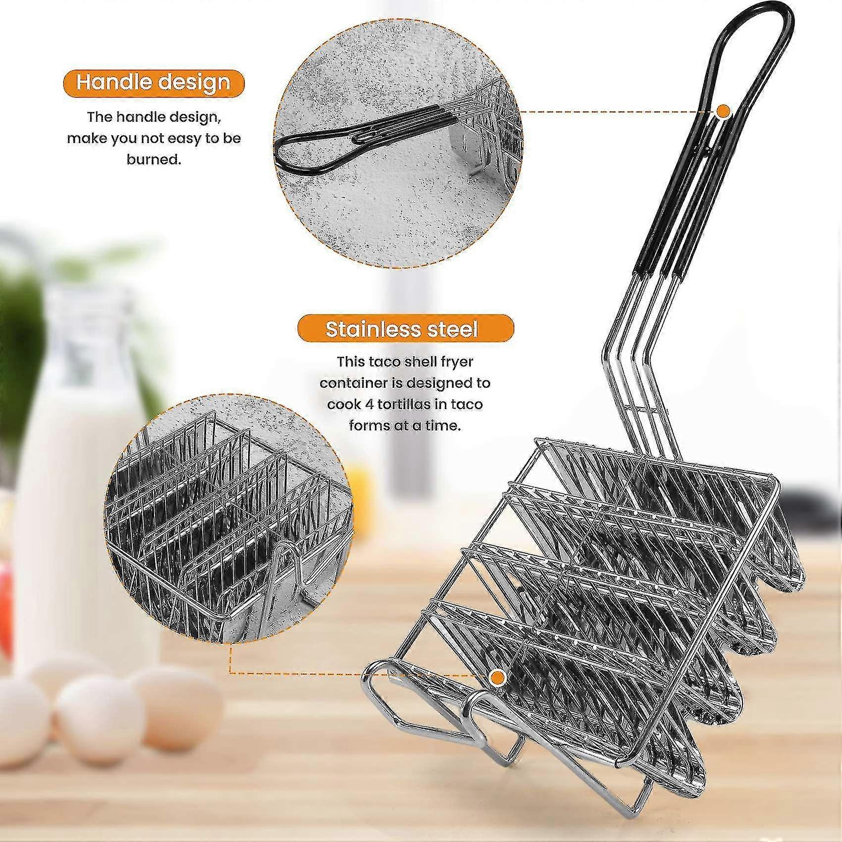 Taco Fryer Basket, Taco Shell Fryer, Holds 4 Shells Deep Fryer Taco ...