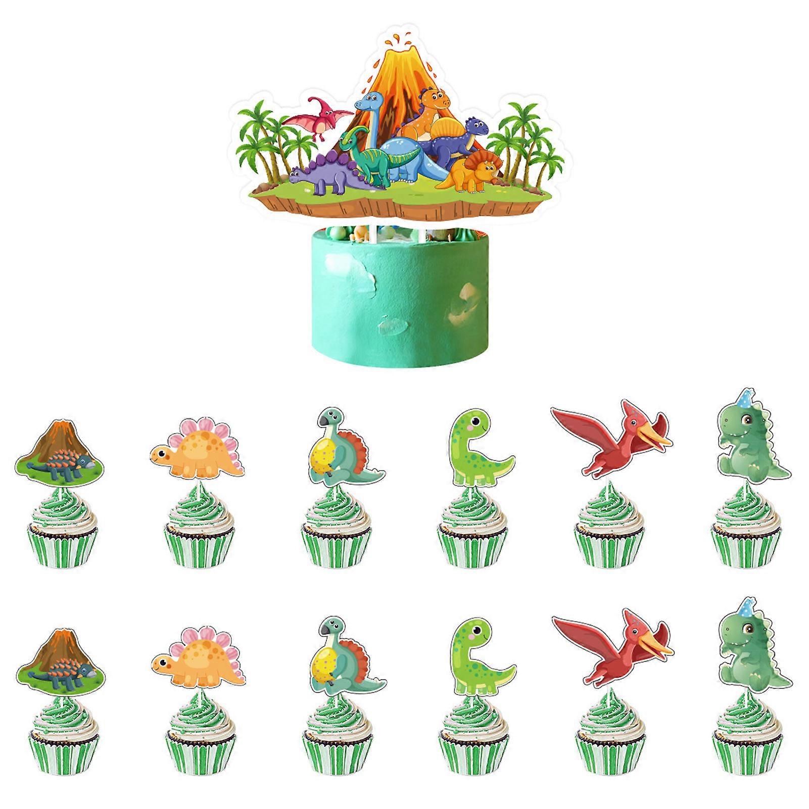 Volcano Dinosaur Cupcake Toppers Creative Kids Birthday Party Cake ...