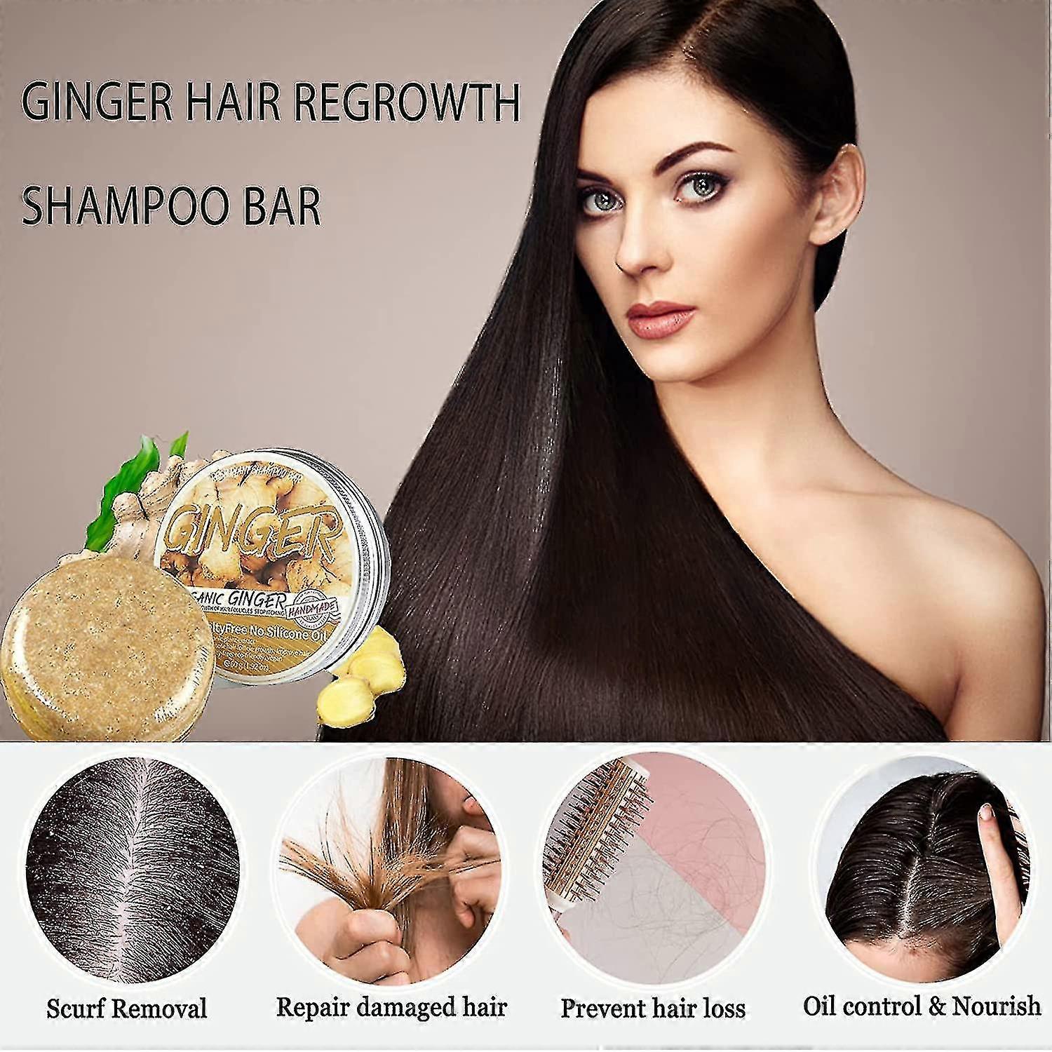 2pcs Ginger Hair Regrowth Shampoo Bar, Natural Organic Ginger Shampoo ...