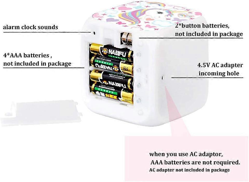 Unicorn Digital Alarm Clocks for Girls, LED Night Glowing Cube LCD ...