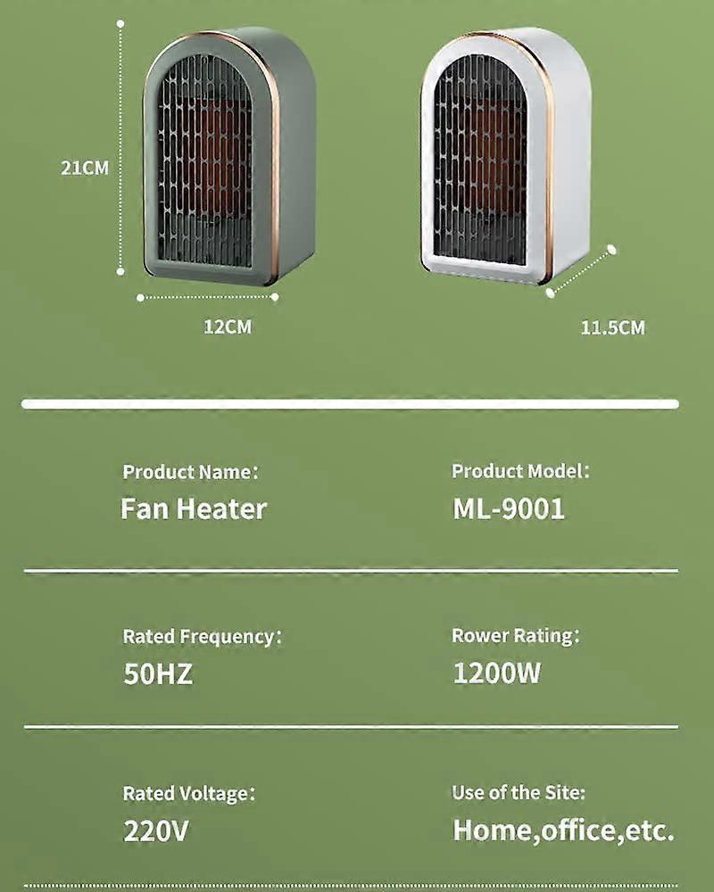 1200W Portable Ceramic Plug-in Electric Heater, with Two Gear ...