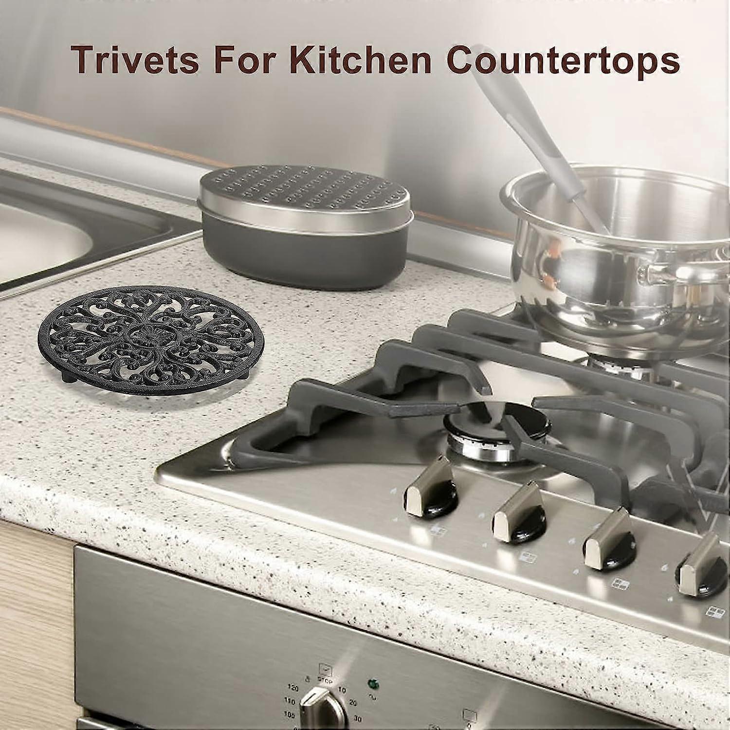 Cast Iron Trivet for Kitchen Table Hot Pots, Heat Resistant Metal ...