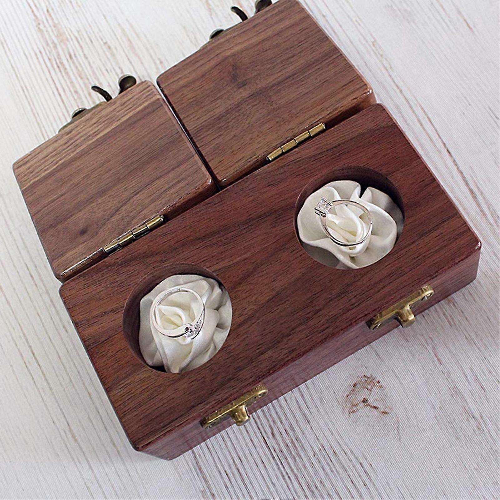 Double Seat Ring Box Artistic Wood Smooth to Touch Mr Mrs Ring ...