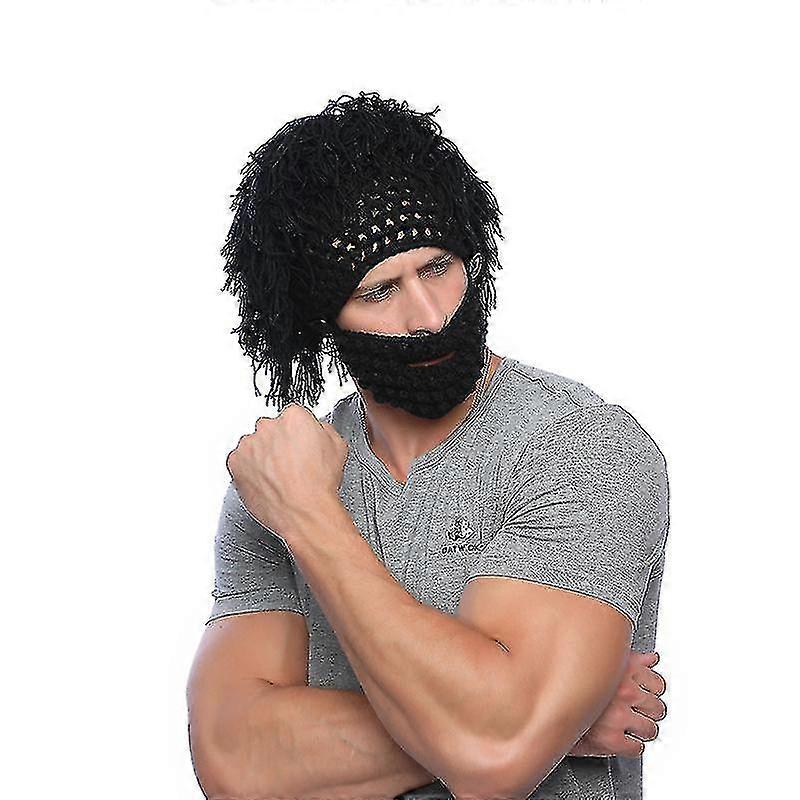 Knitted Beard Wig Hat Ski Mask Handmade Creative Beard Wig Warm Cap For ...