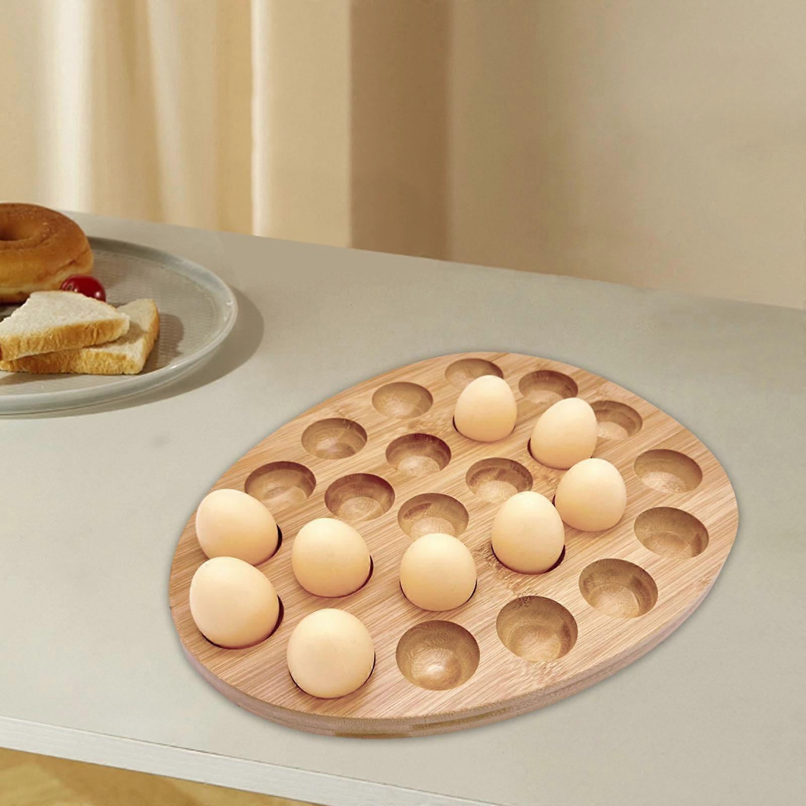Wooden Egg Holder, Wood Egg Tray Organizer Rack, 24 Holes Eggs Plate ...
