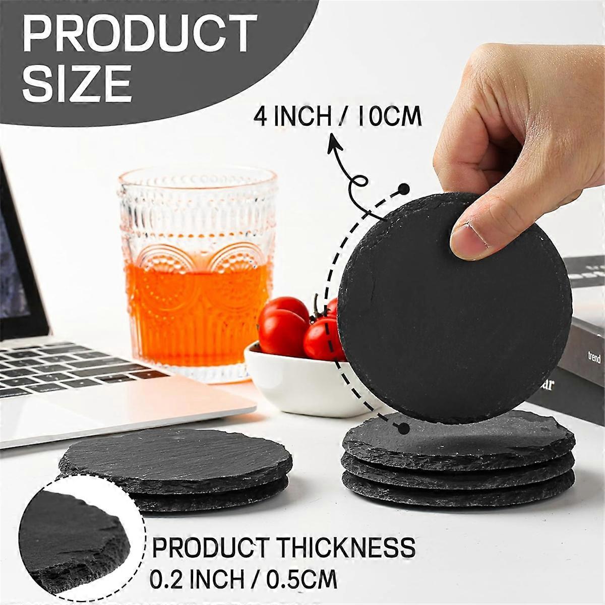 Stone Coaster 10cm Round Glass Coaster with Practical Stand | Fruugo UK