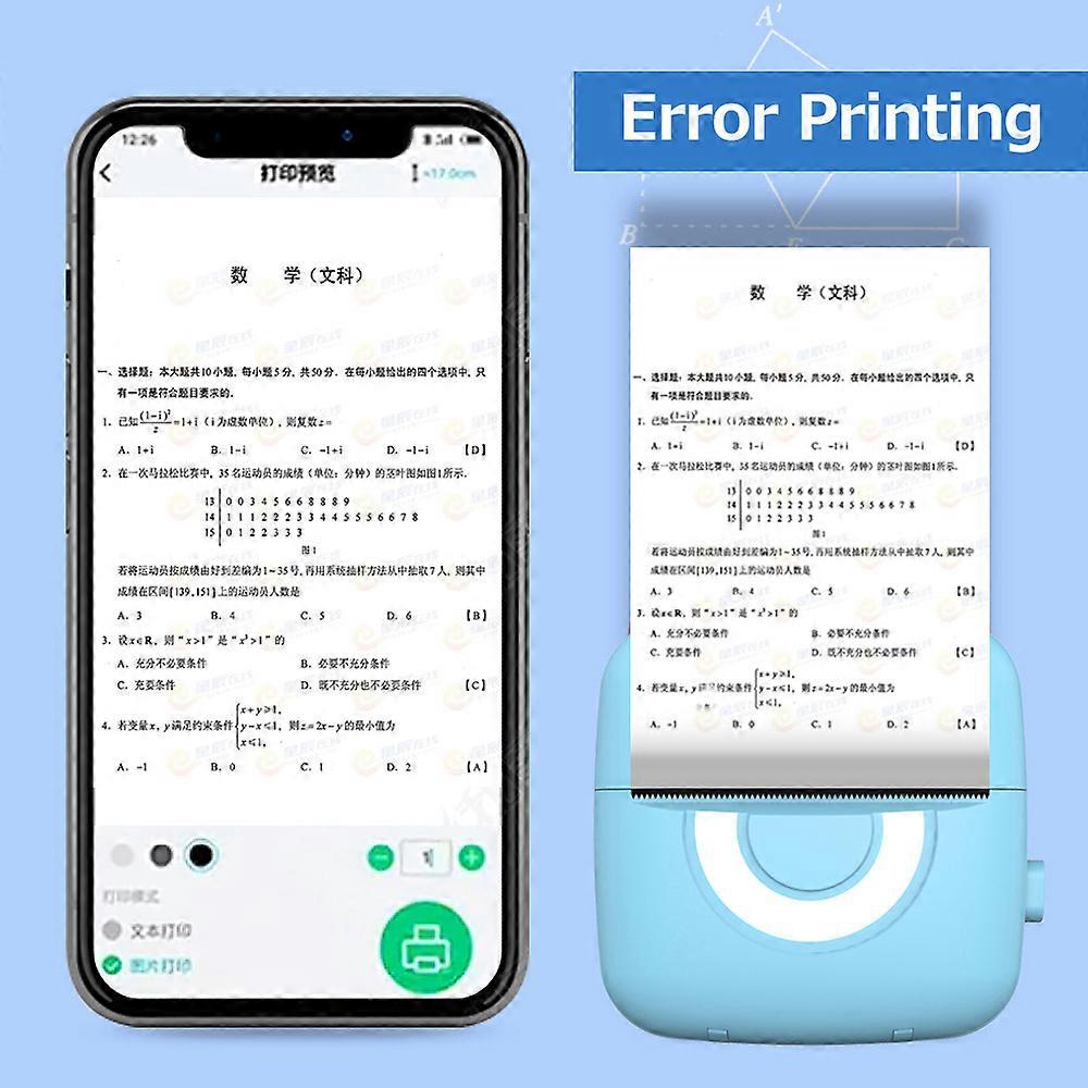Portable Pocket Thermal Printer BT 200dpi 1000mAh Blue 8x8x3.5cm | Fruugo UK