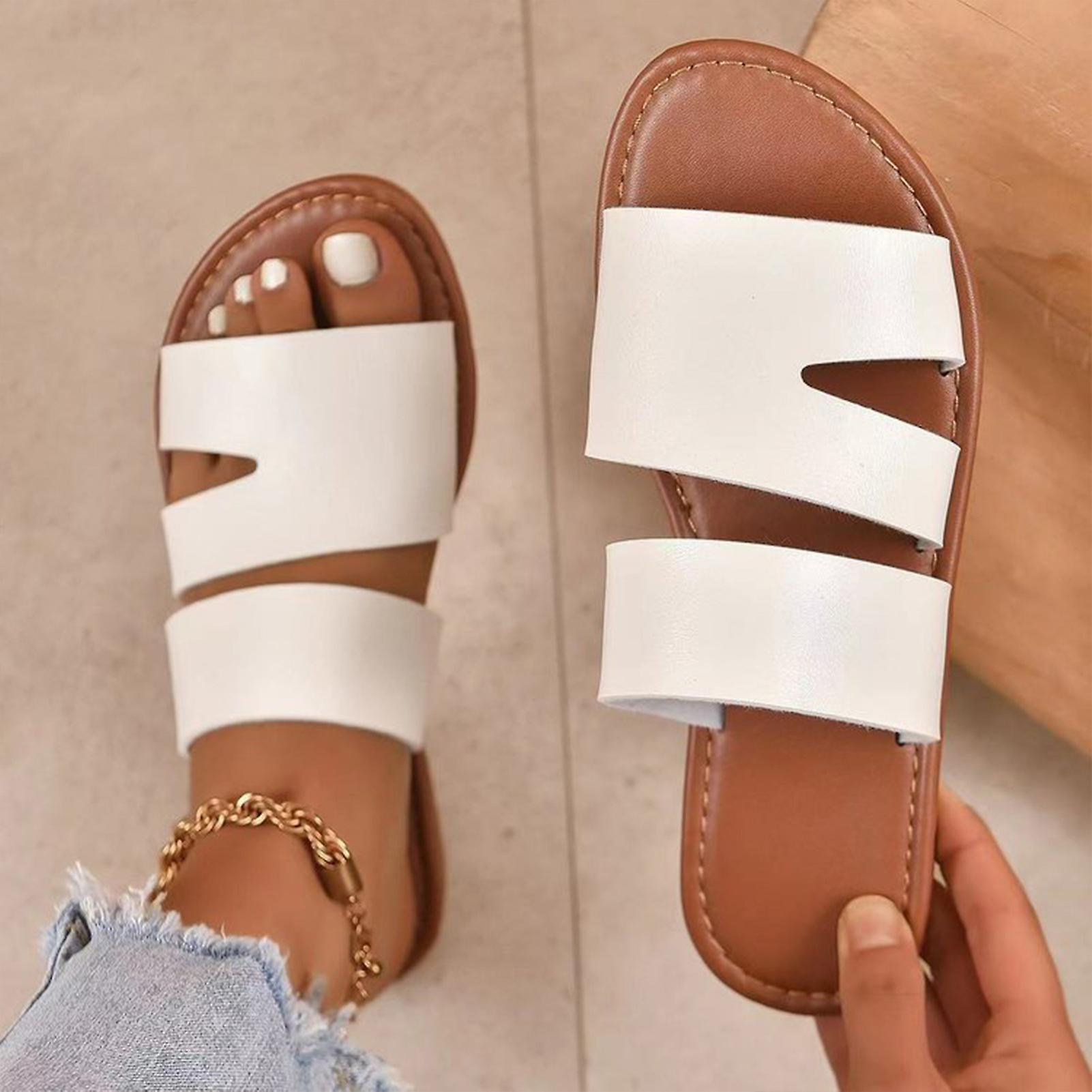 Women Open Toe Slide Sandals Thicken Sole Breathable Slipper Suitable ...