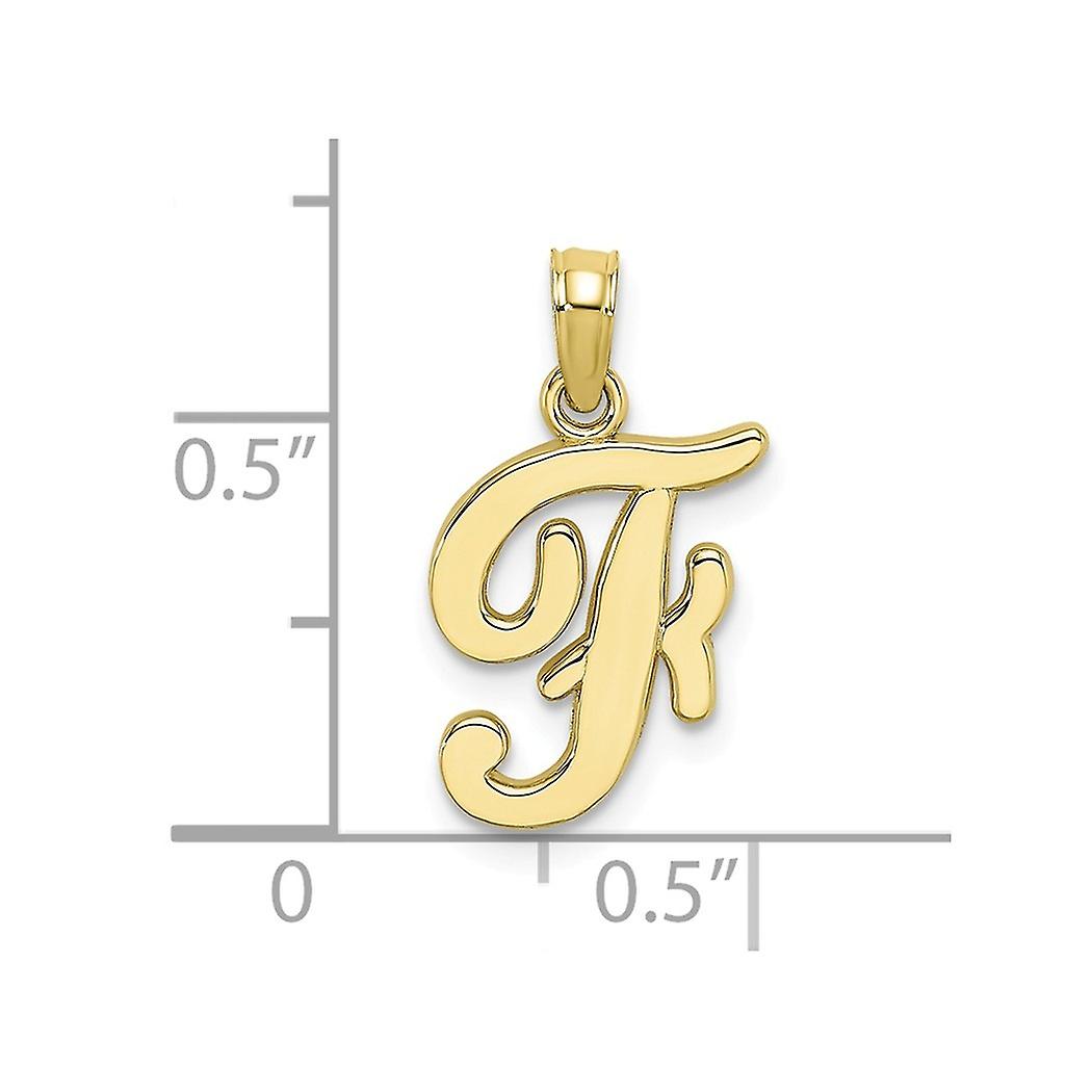 10k Gold F Script Letter Name Personalized Monogram Initial High Polish ...