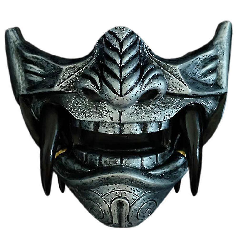 Latex Japanese Hannya Demon Mask Prajna Oni Samurai Noh Kabuki Half ...
